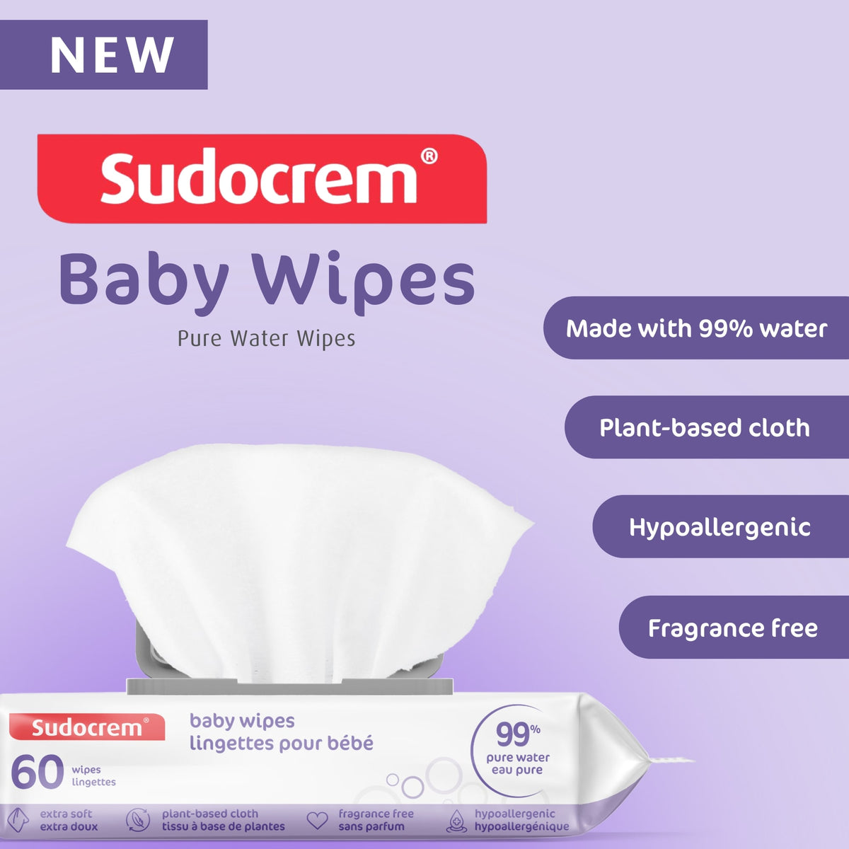 Sudocrem® Pure Water Baby Wipes - 60ct – Leda Health Innovations