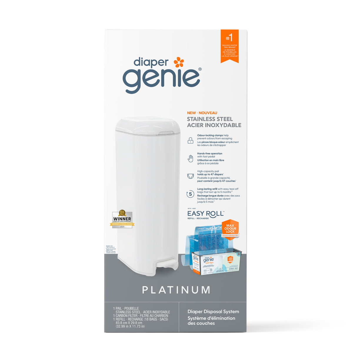 Diaper Genie® Platinum Pail w/ 18 Bags - Lily White – Leda Health ...
