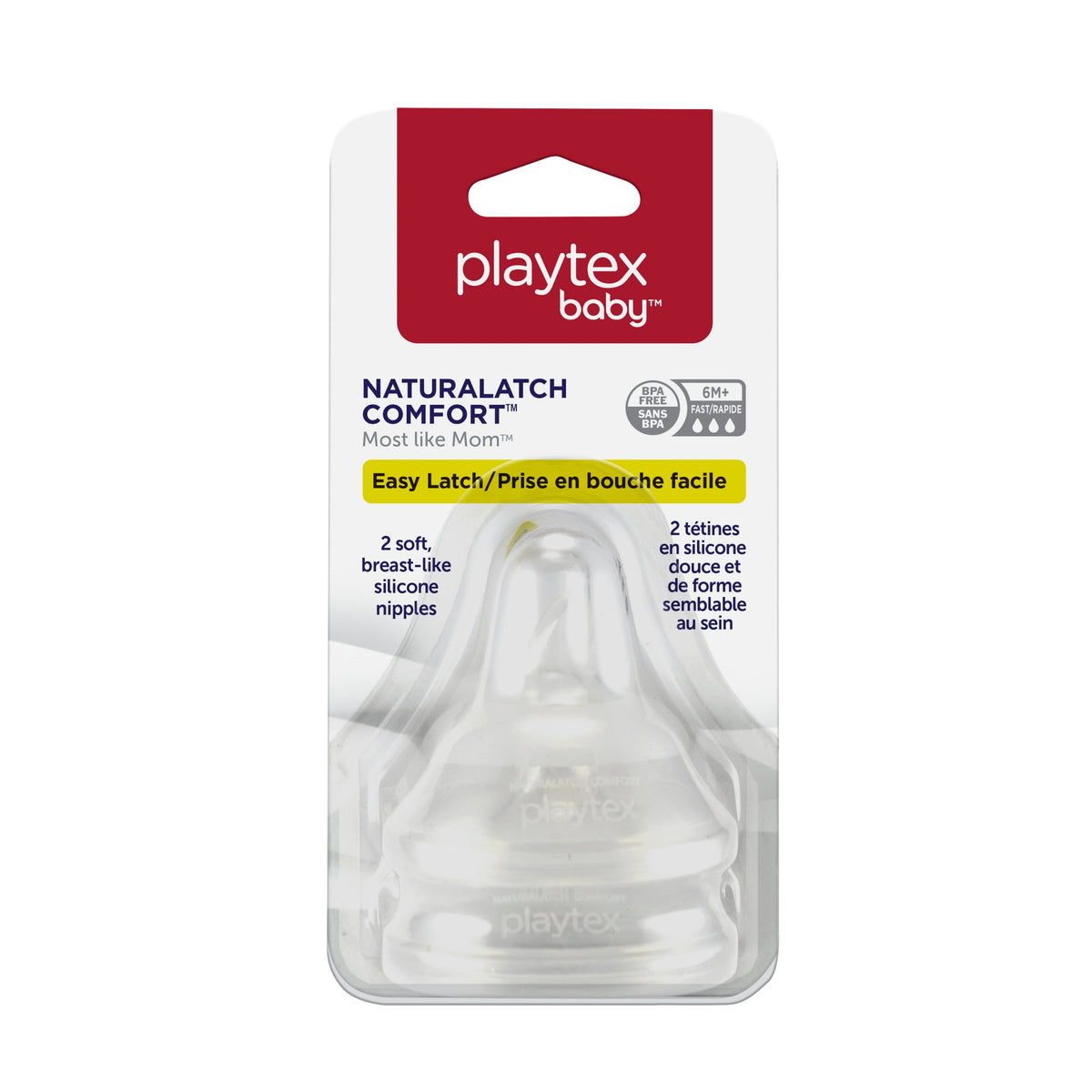 Playtex® NaturalLatch Comfort™ Silicone Nipples, Fast Flow (6m+) - 2pk ...